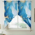Abstract Art Swag Curtain Valance for Window 2 Panels Blue Ombre Marble ...