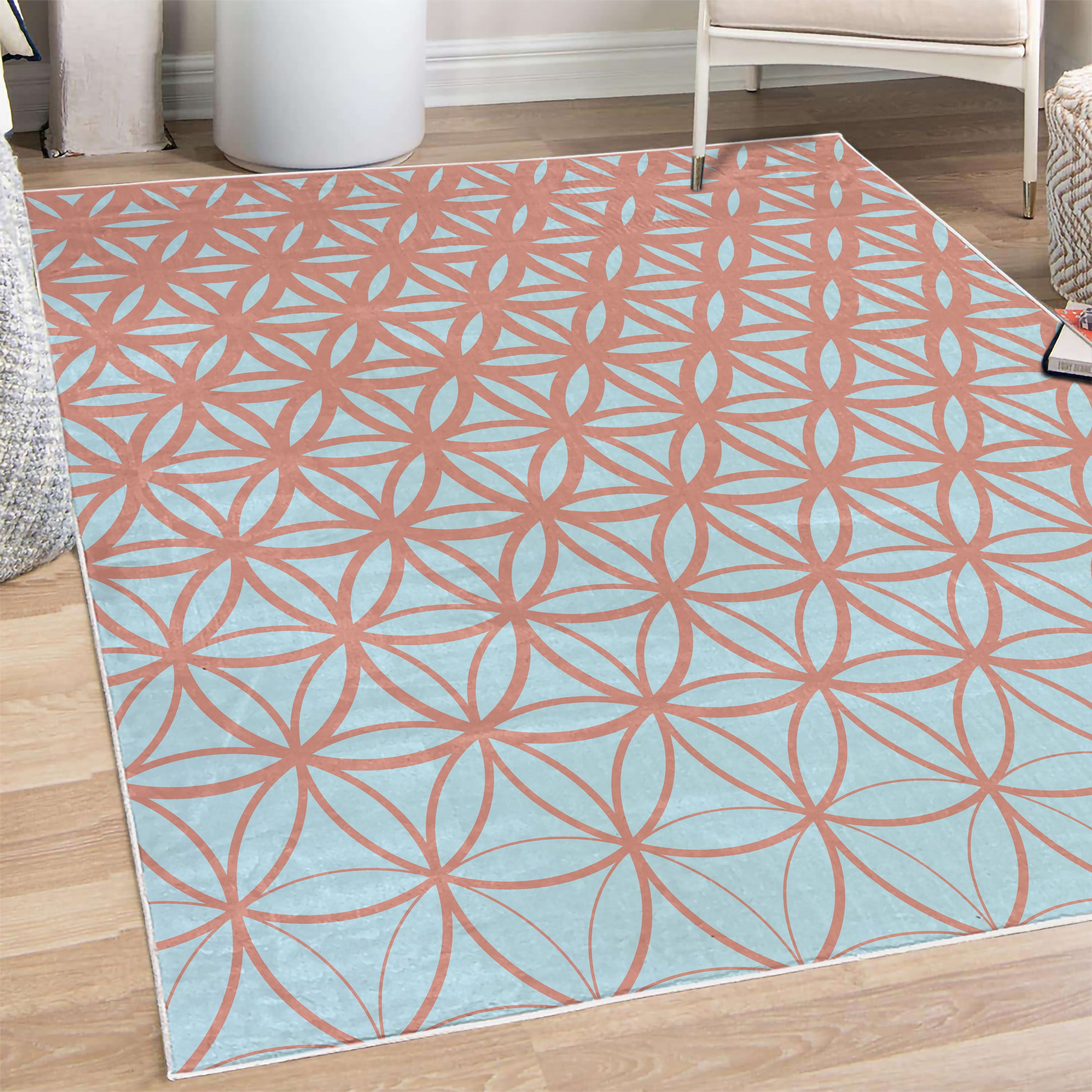 Abstract Decorative Rug, Retro Geometric Ombre Inspired Pattern Classic ...