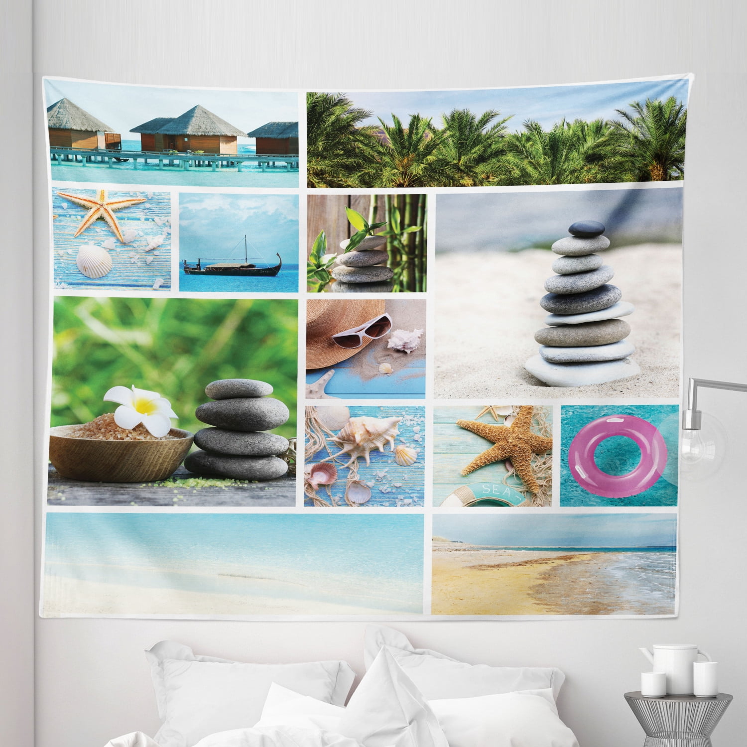 Spa Tapestry, Collage of Spa Composition with Tropical Sandy Beach ...