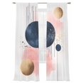 Bohemian Art Color Block Line Chiffon Sheer Curtains 84 Inches Long ...