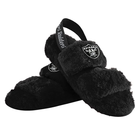 FOCO Womens NFL Team Color Heel Strap Wordmark Fuzzy Slide Slippers ...