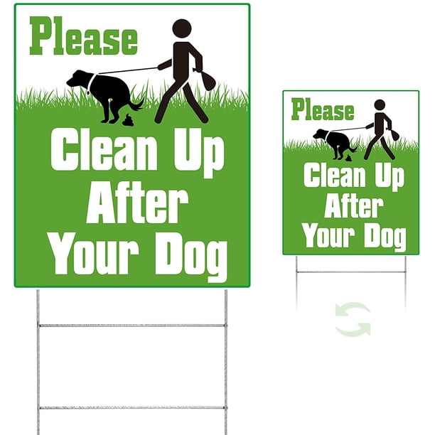 Please Clean Up After Your Dog Yard Sign 15.5 x 13 Inch Double Sided No ...