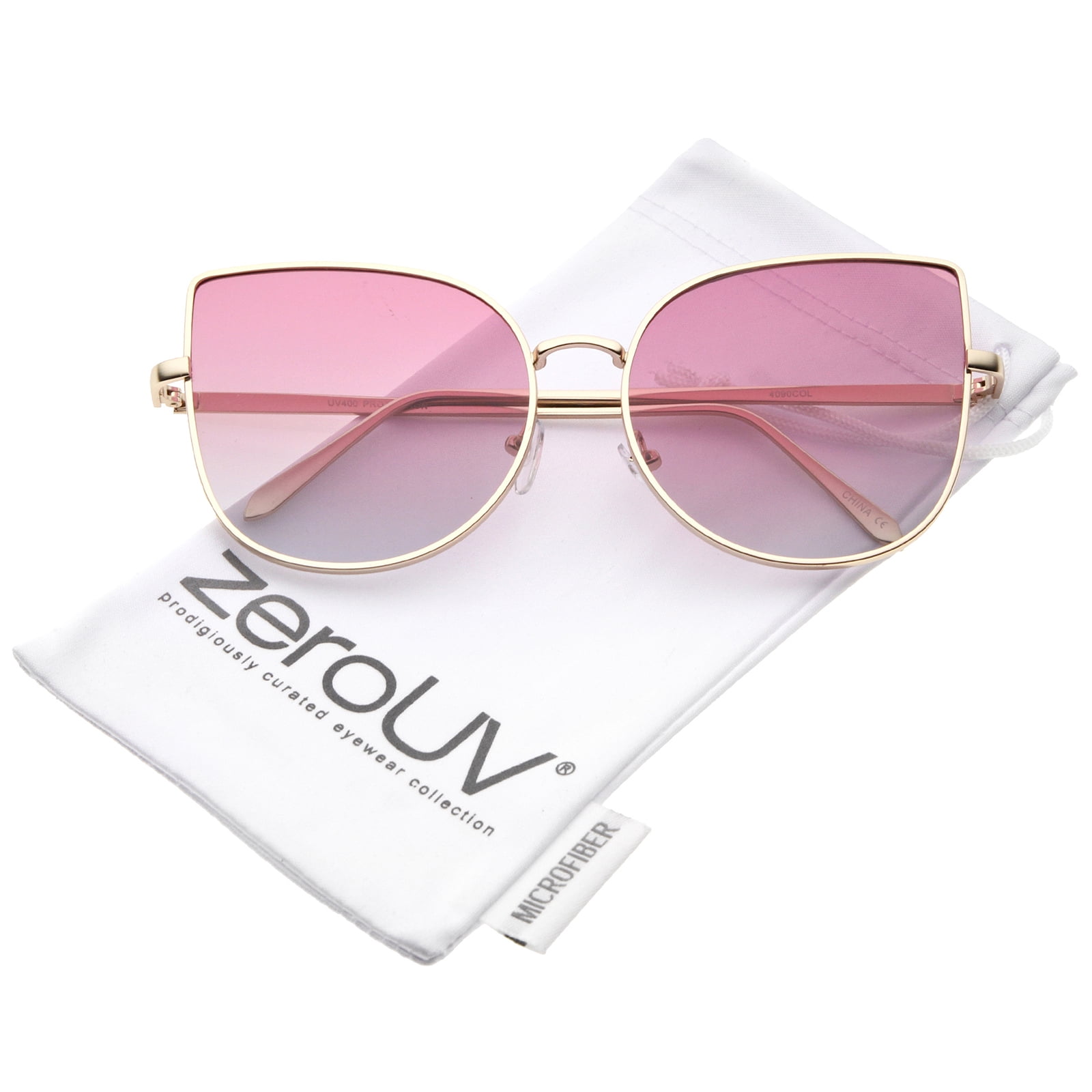 Zerouv Female Womens Oversize Slim Metal Frame Gradient Colored Flat