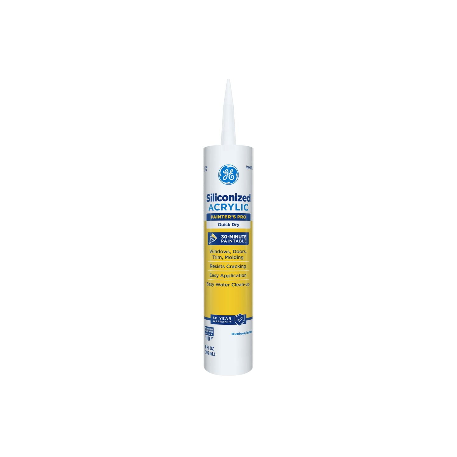 GE Siliconized Acrylic Painters Pro Sealant Quick Dry, Pack of 1, White ...