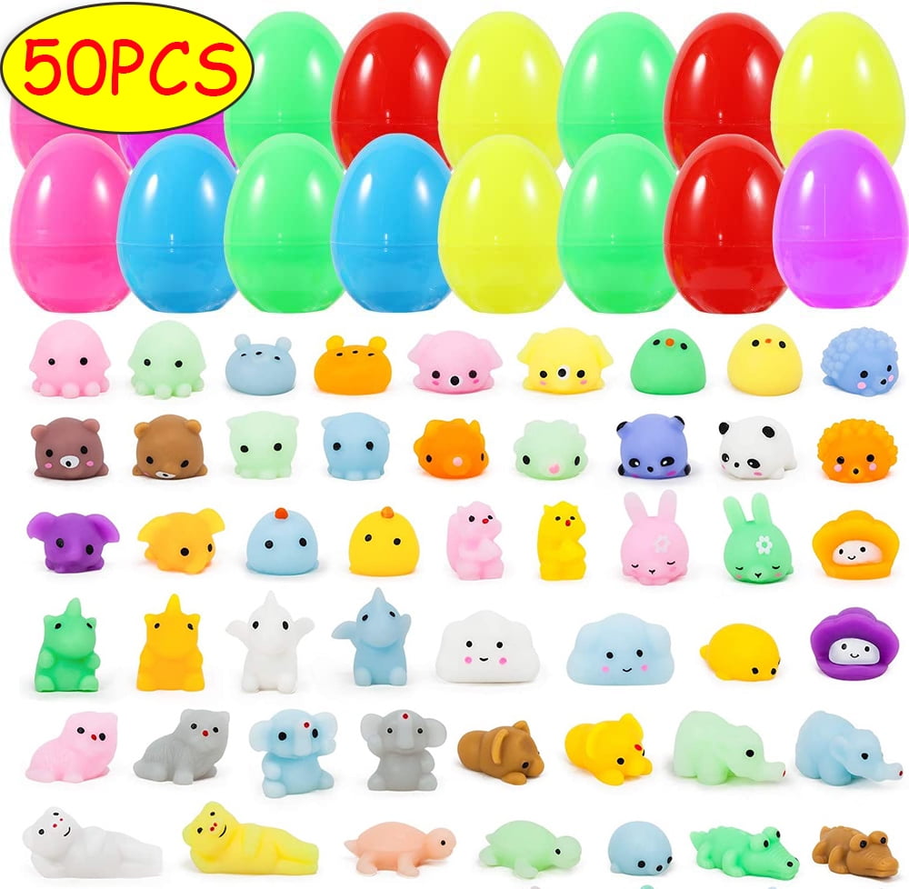 50PCS Mochi Squishy Prefilled Easter Eggs (Toys Inside); Kawaii Foamy ...