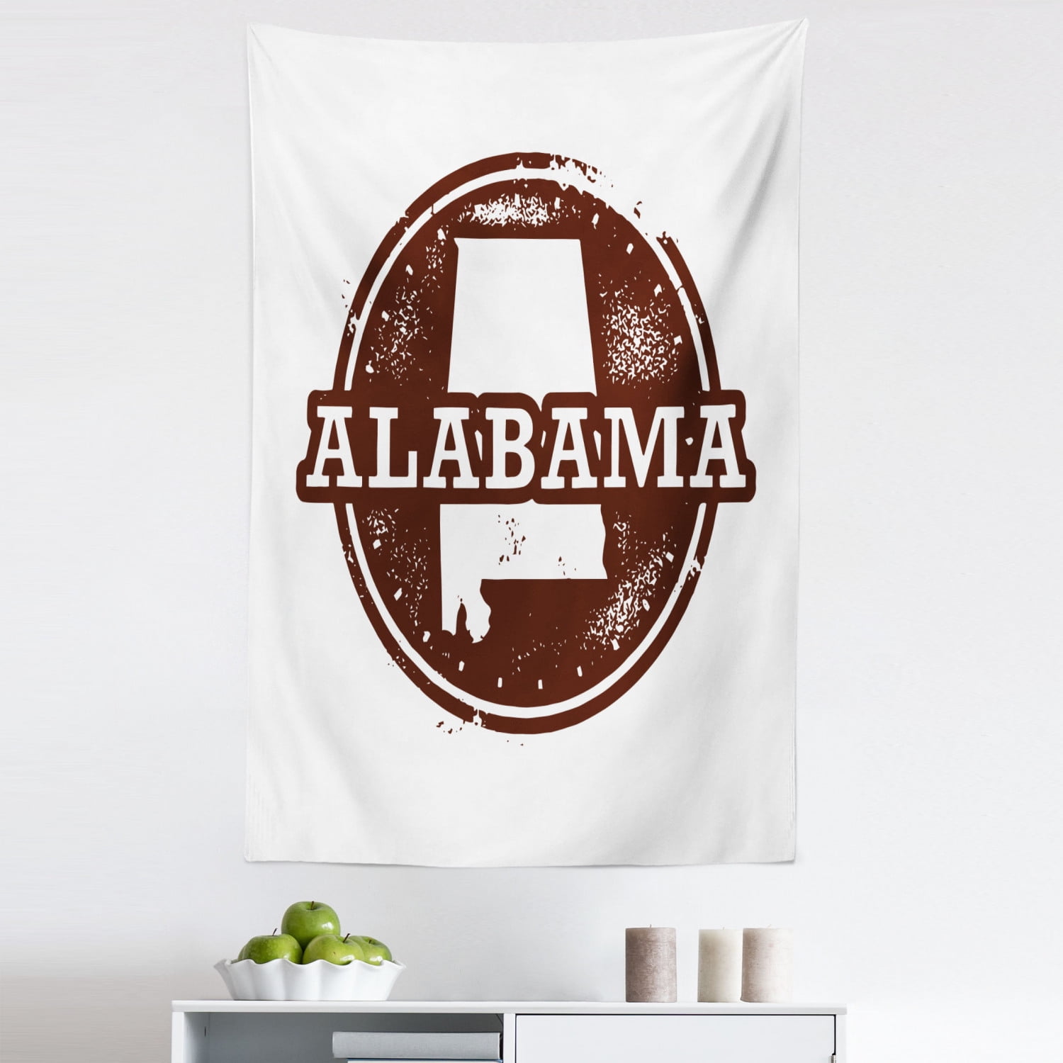 Alabama Tapestry, Vintage Style Alabama Map Outline on Weathered ...