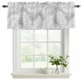 Grey Palm Leaf 2 Panels Kitchen Valance, Country Coastal Tropical Boho ...