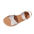 Bkhluea Women Glitter Elastic Strap Ankle Wrap Sandals Slip On ...