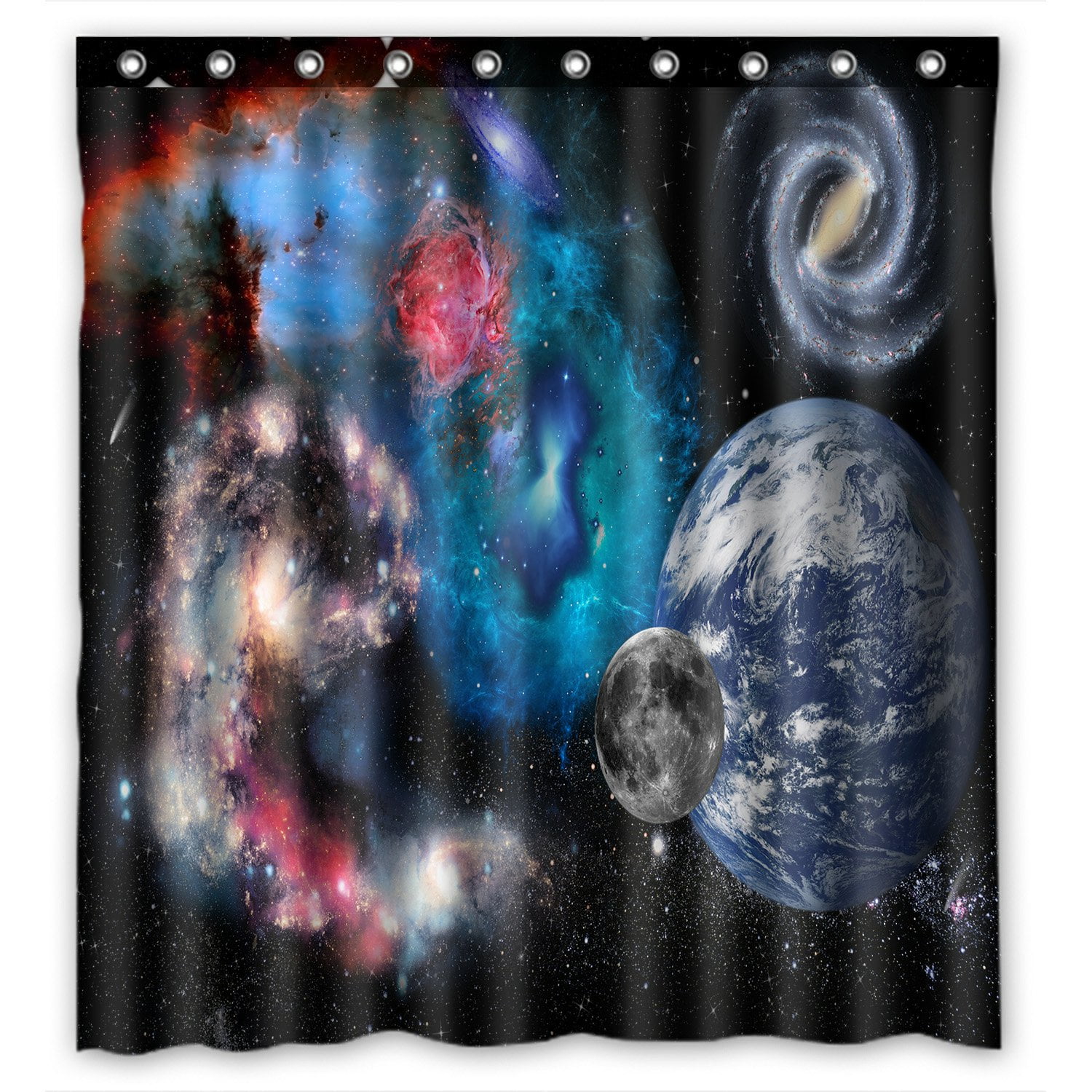 PHFZK Cosmic Landscape Shower Curtain, Planets Nebula Stars in ...