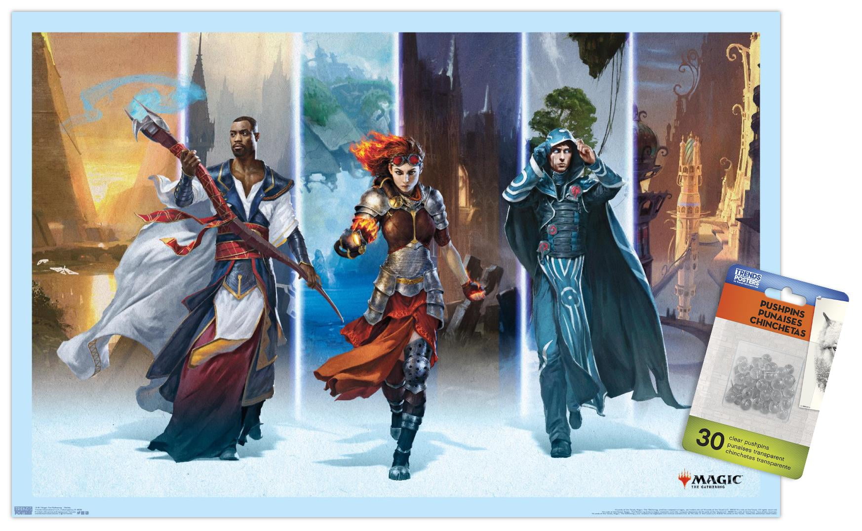 Magic: The Gathering - Worlds Wall Poster with Push Pins, 14.725" x 22. ...