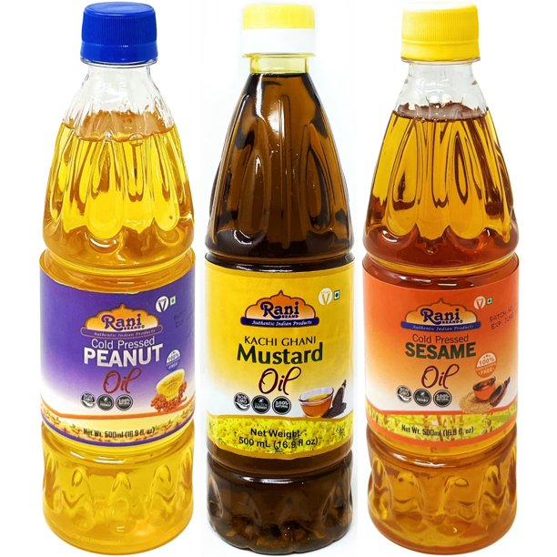 Rani Premium Oils Combo Set of 3 - Peanut Oil, Mustard Oil, Sesame Oil ...