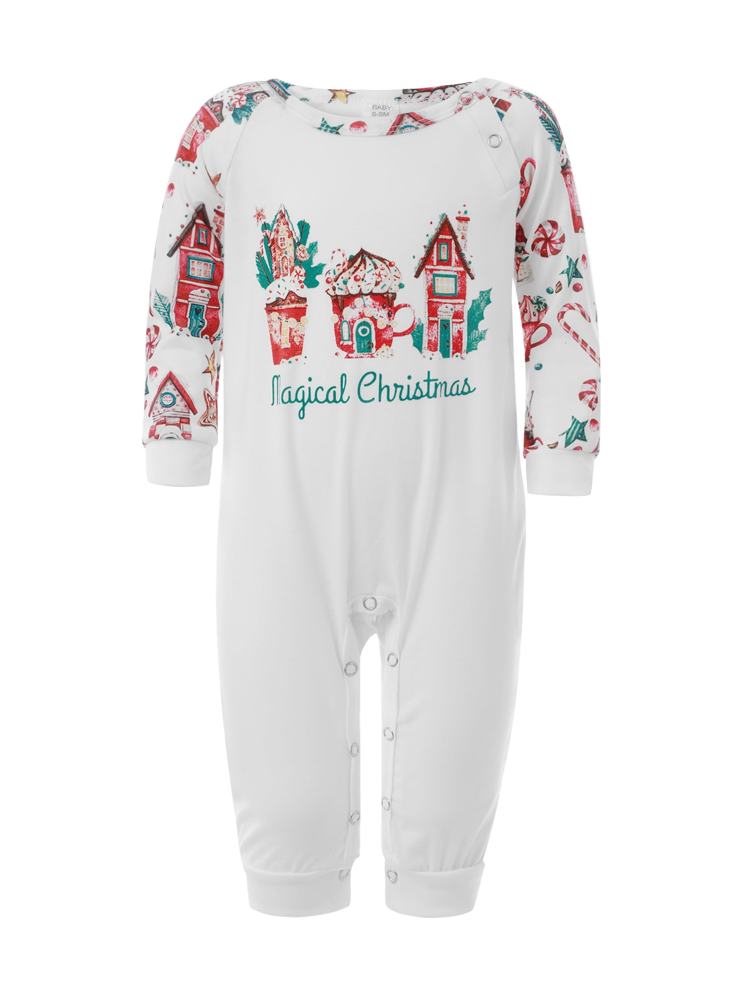 Family Matching Pajamas Set Cartoon House Pattern Long Sleeve Tops and ...