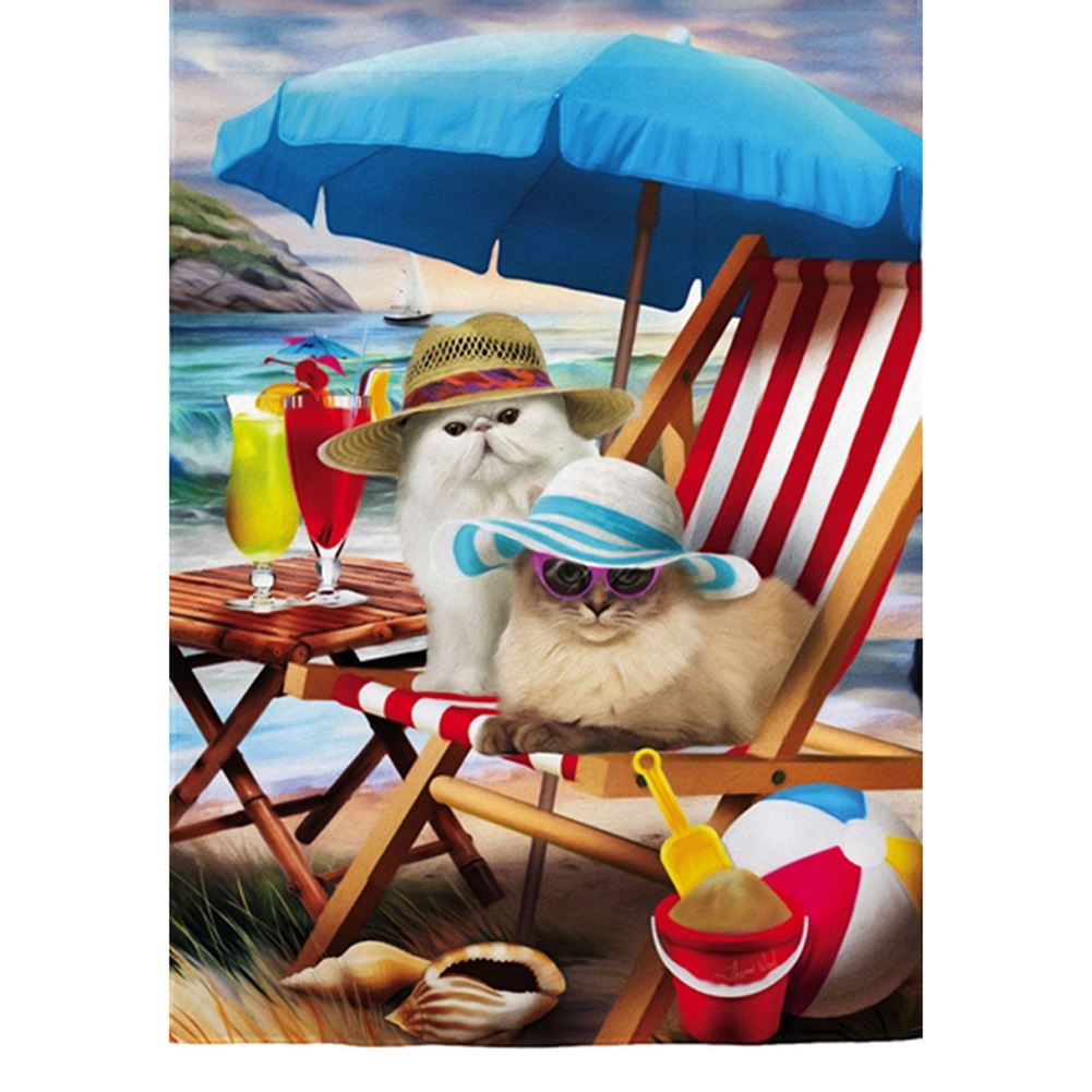Evergreen Suede Garden Flag - Beach Cats - Walmart.com