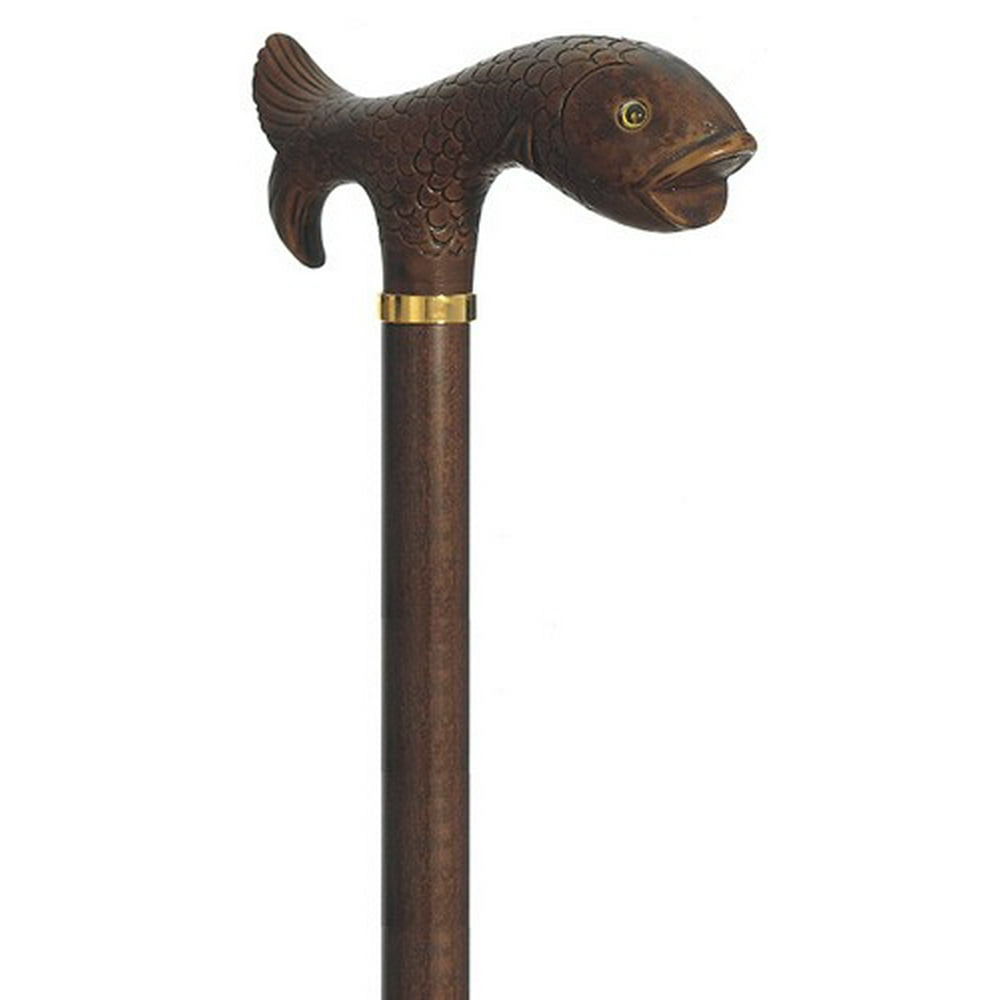 Trout Fish Derby handle walking cane on wood shaft imported from Italy ...