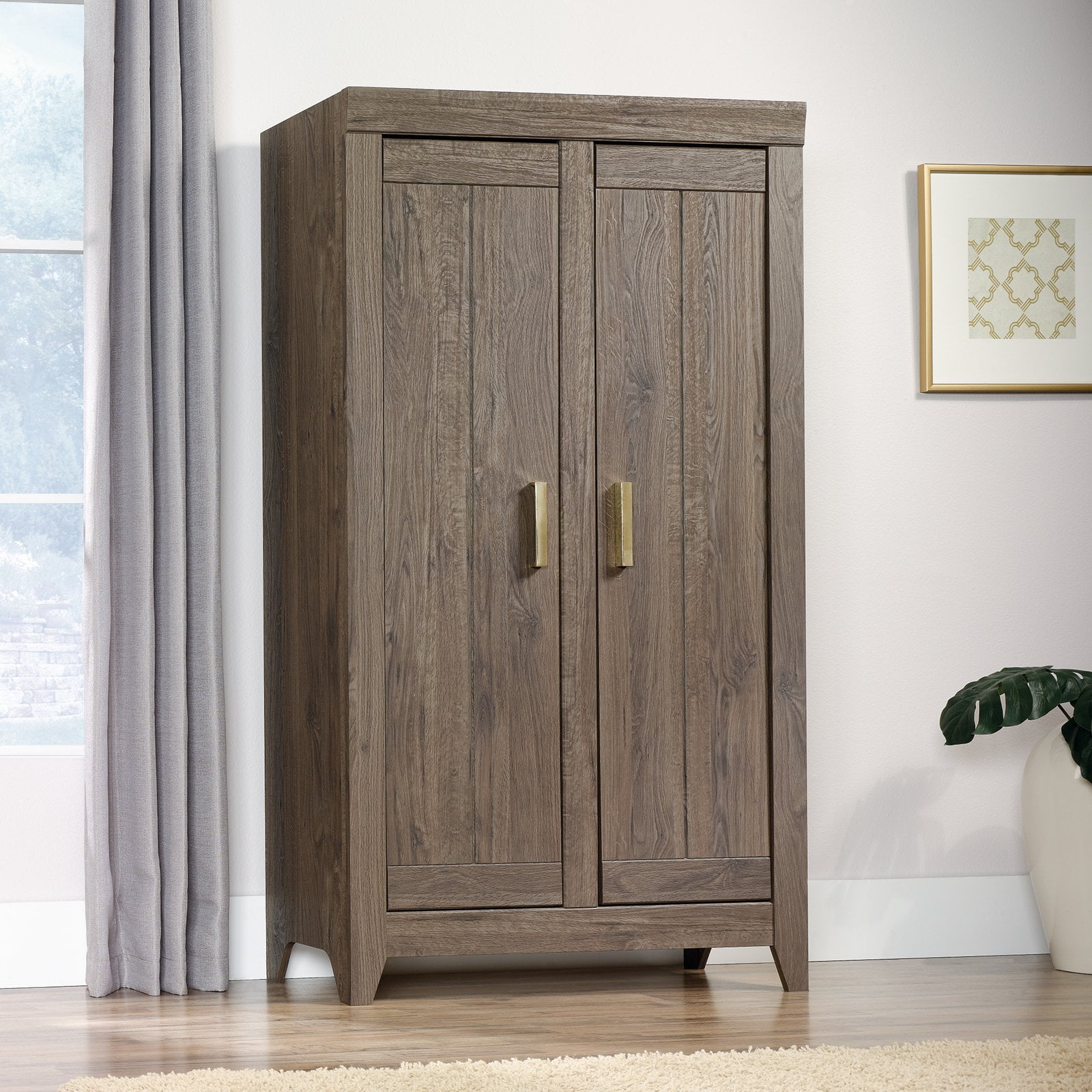 Sauder Adept Storage Wide Storage Cabinet, Fossil Oak - Walmart.com ...