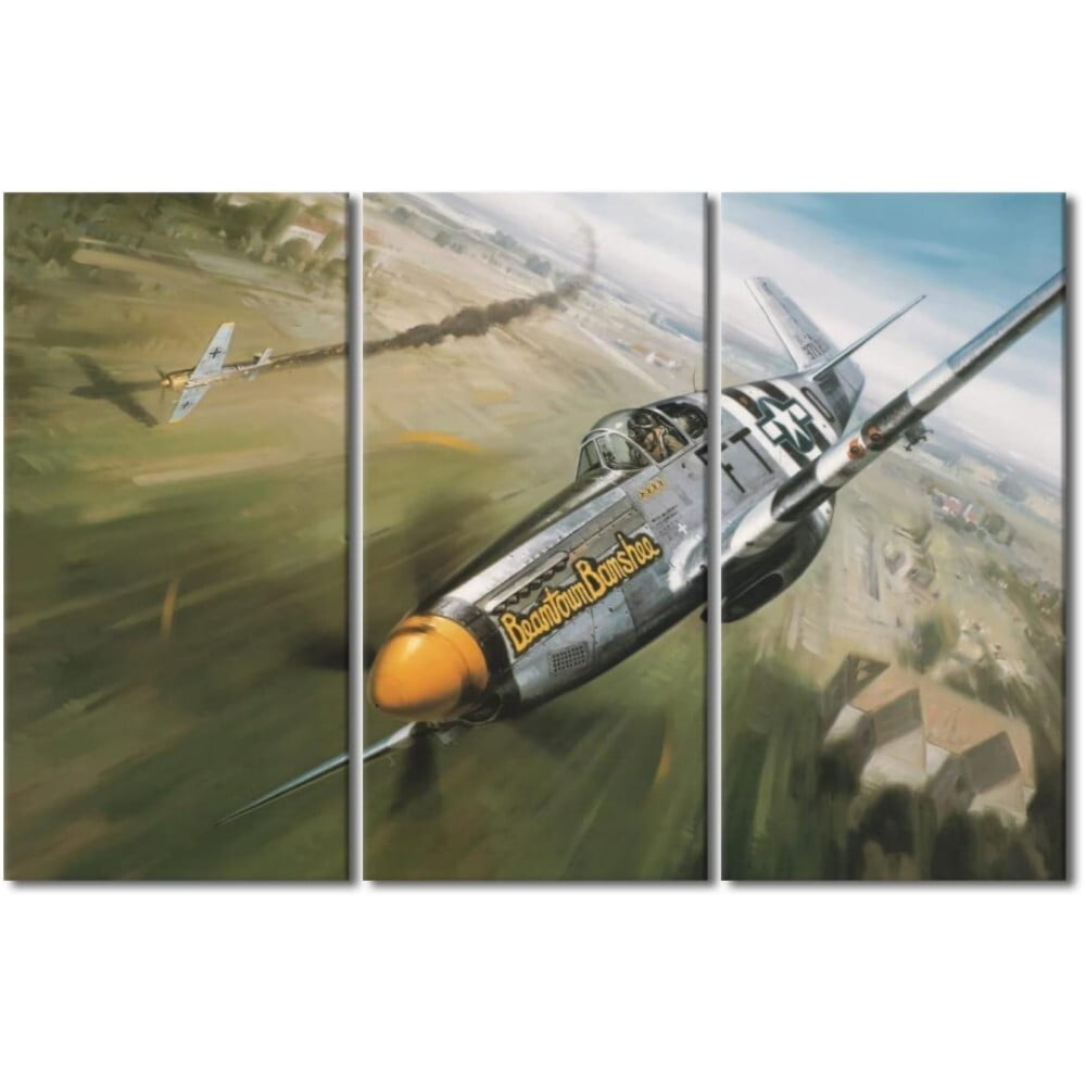 TISHIRON 3PCS Framed Canvas Wall Art Set,60"x40" FW-190 Aircraft Canvas ...