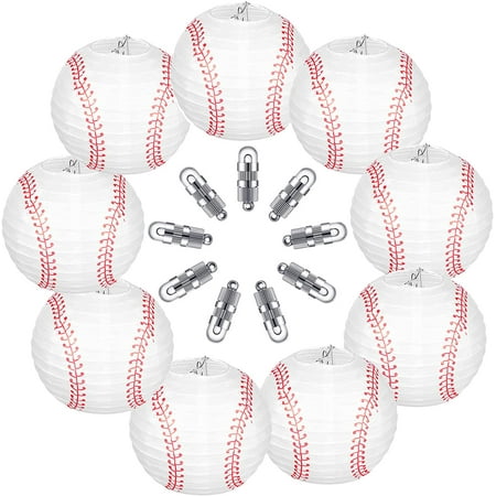 9 Pieces 8 Inch Baseball Paper Lanterns Hanging Baseball Party ...