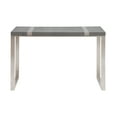 Decmode Contemporary 32 X 46 Inch Stainless Steel and Leather Console ...