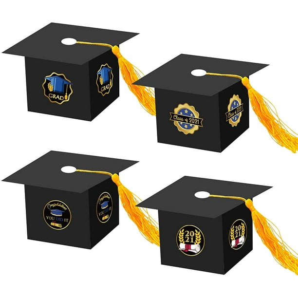 24pcs Happy Graduation Cap Gift Boxes, Congrats Grad Graduation Cap ...
