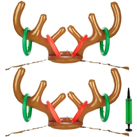 11 Pieces Christmas Reindeer Ring Toss Game Set Includes Inflatable ...