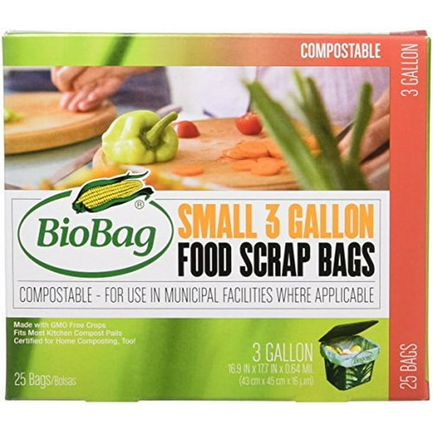 BioBag: Food Waste Certified Compostable, 3 Gallon, 25 ct (3 pack ...