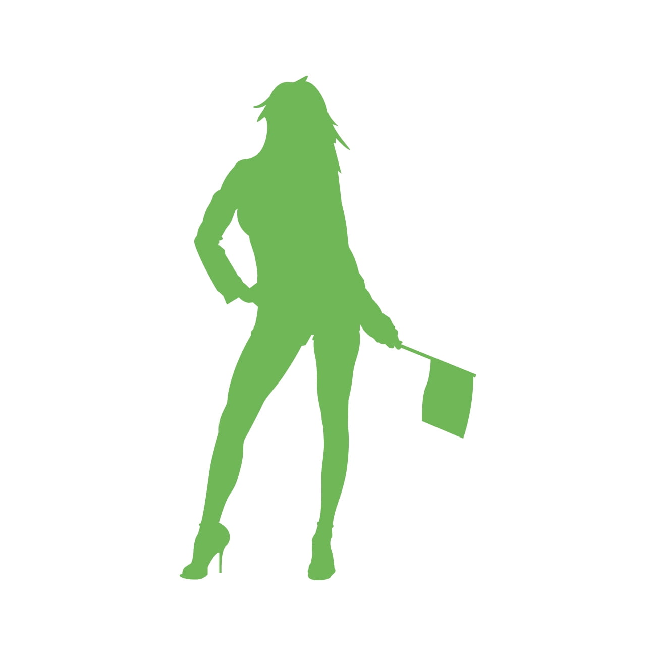 Sexy Racer Girl Holding Flag Sticker Decal Die Cut - Self Adhesive ...