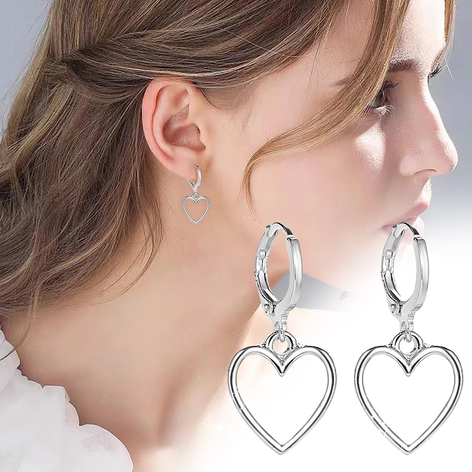 Click here for Llqkigsxse Heart Hoop Earrings For Women Hollow He... prices