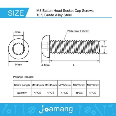 Taiss 3670PCS Metric Screw Assortment M2 M3 M4 M5 33 Sizes Button ...