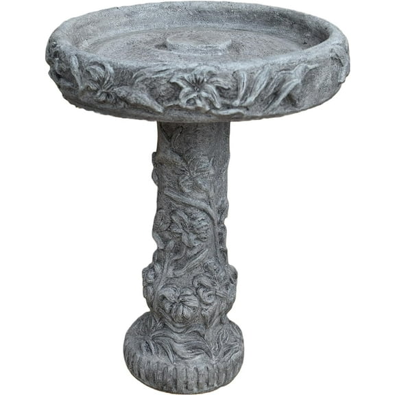 Solid Rock Stoneworks Oval 2 Piece Birdbath - 24" Tall - Pre-Aged - Walmart.com