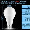 3 Way LED Light Bulbs 30 70 100W Equivalent, Daylight White 5000K 3 Way ...