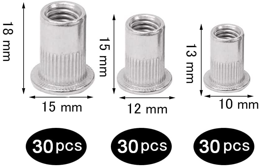 Remache roscado, remache roscado de tuerca de remache de 90 piezas ...