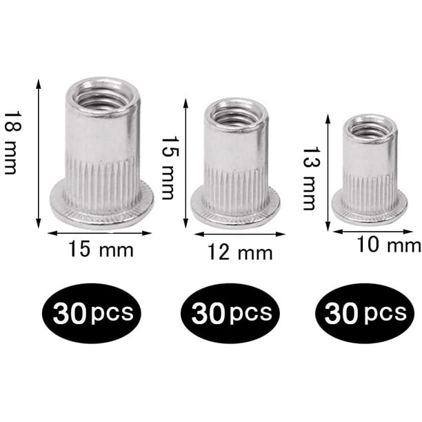 Remache roscado, remache roscado de tuerca de remache de 90 piezas ...