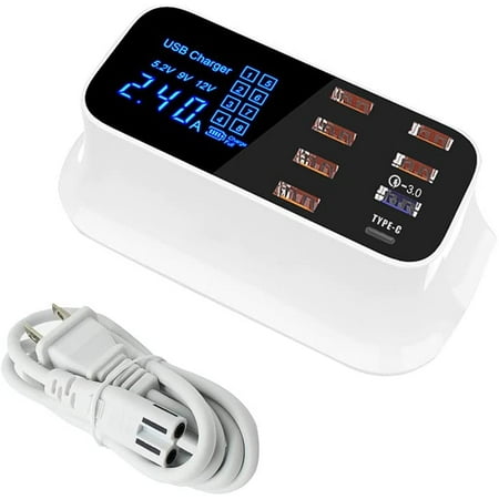 Multiple Smart USB Charger, 8-Port USB Charger with Quick Charge 3.0 ...