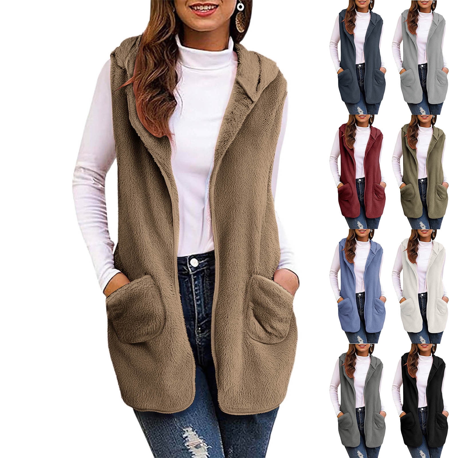 Click here for Frostluinai Womens Sleeveless Sherpa Vest With Poc... prices