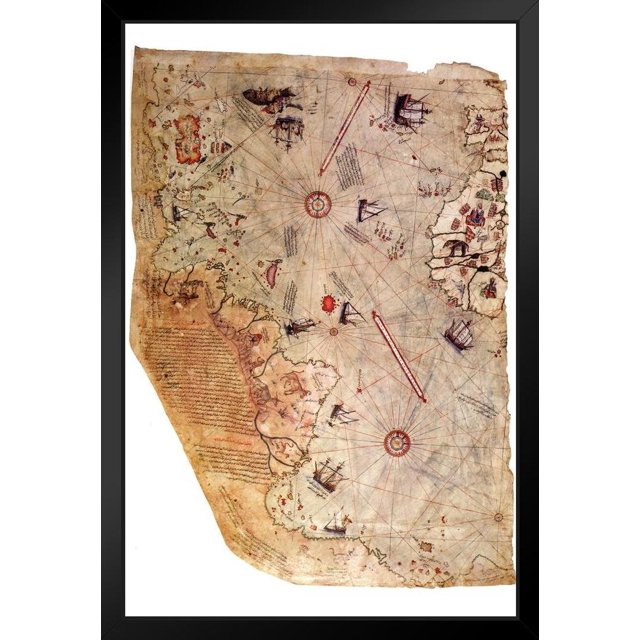 Piri Reis 1513 Historical World Map Travel World Map with Cities in ...