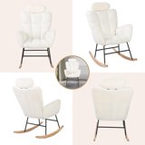 PAPROOS Modern Teddy Fabric Rocking Chair, Accent Rocker Chair with ...