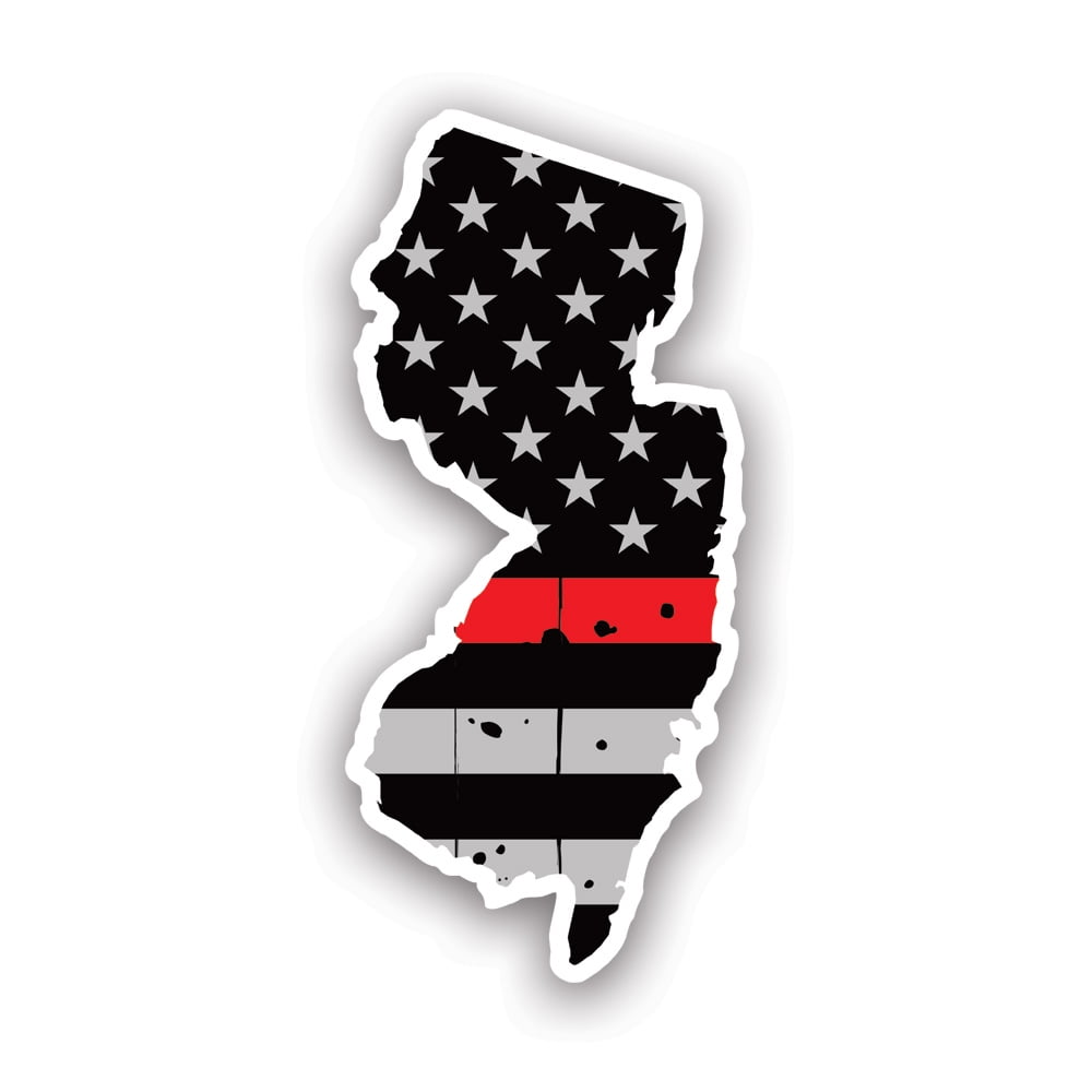 Distressed Thin Red Line New Jersey State Shaped Subdued US Flag ...