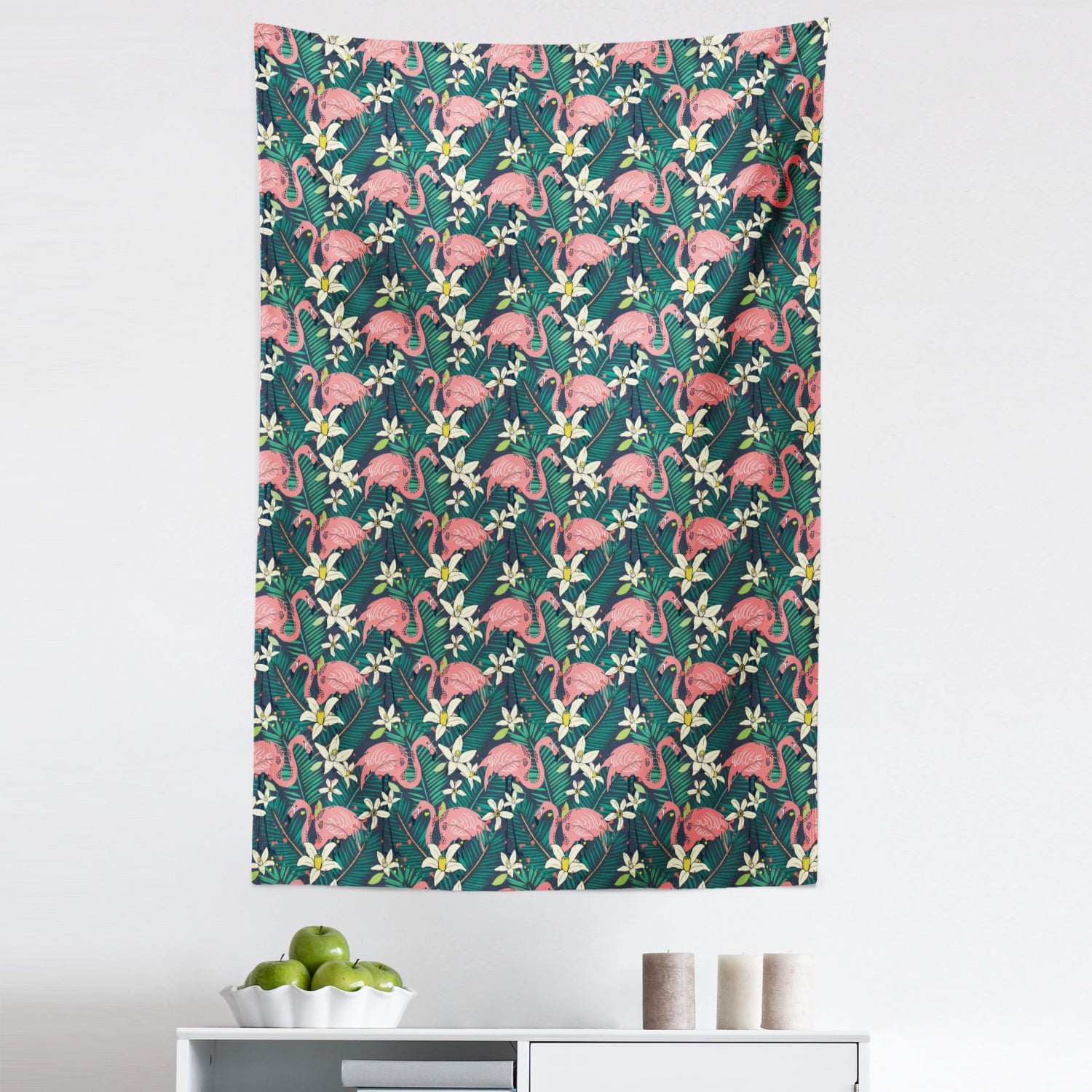 Flamingo Tapestry, Hawaiian Exotic Nature and Wildlife Theme with Birds ...