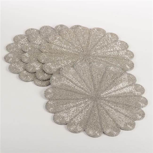 Saro Lifestyle Flower Design Beaded Placemat (Set of 4) - Walmart.com