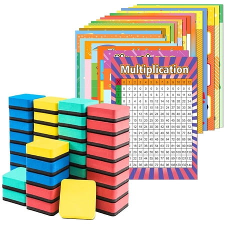 WEIS 40 Pack Magnetic Dry Erase Erasers with 22 Pack Educational ...