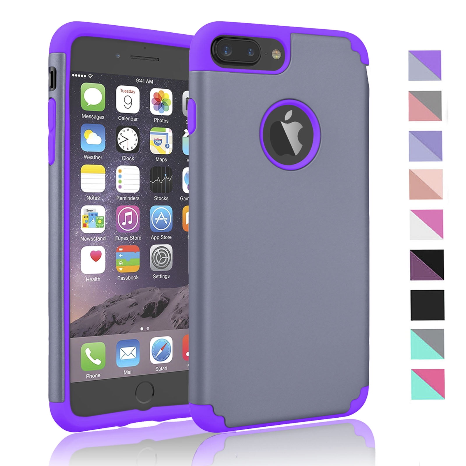 iPhone 8 Plus Case, iPhone 8 Plus 2017 Case,Njjex Shock Absorbing Hard ...