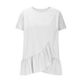 Casual Tiered Hem Top for Women Loose Comfortable Short Sleeve Round ...