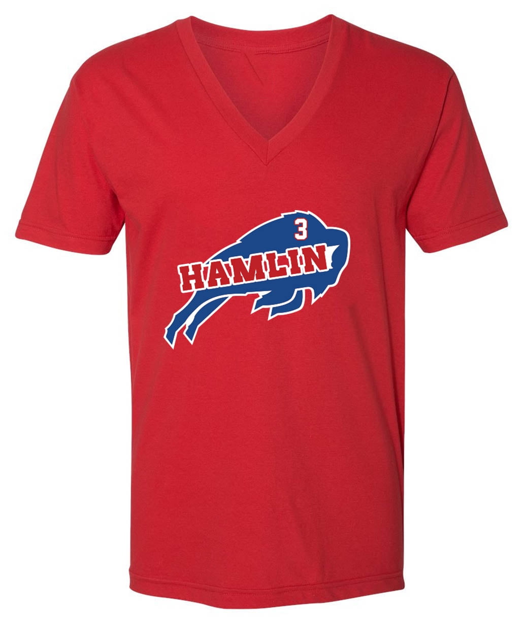 MENS V NECK Bills Damar Hamlin Logo Prayers T-Shirt ADULT Medium ...