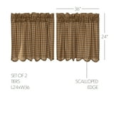 VHC Brands Ridge Plaid Cotton Rustic Kitchen Curtains Rod Pocket ...