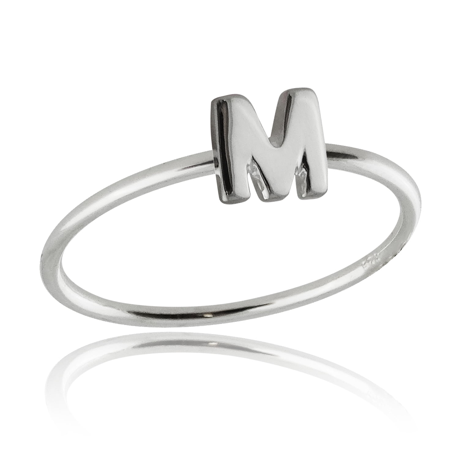 Sterling Silver Letter M Stacking Ring Band, Sizes 5, 6, 7, 8, 9, 10 (7 ...