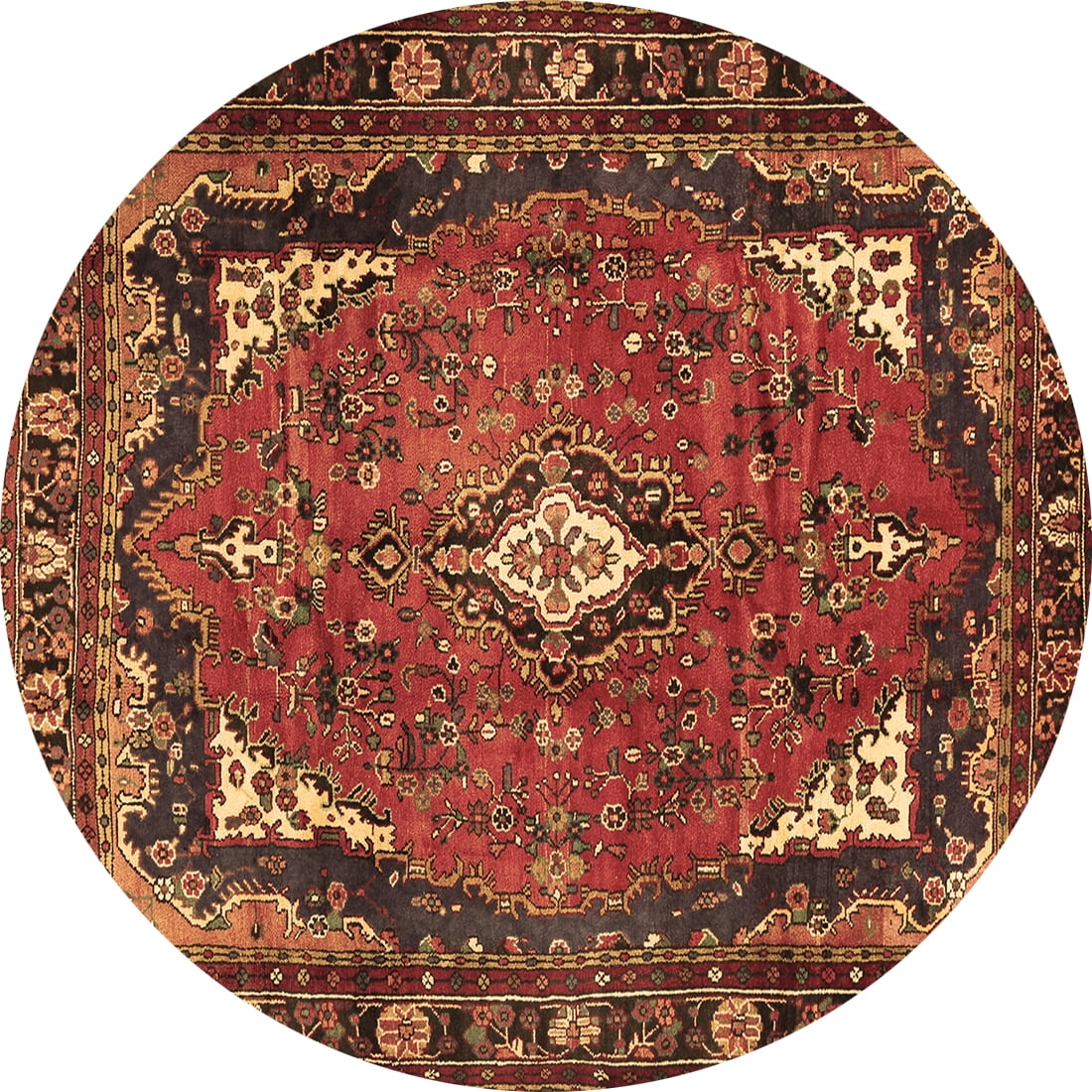 Ahgly Company Indoor Round Persian Brown Traditional Area Rugs, 8 ...