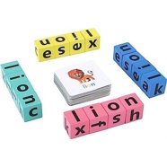 Kokiya Wooden Reading Blocks s Game Flash Cards Rotating Matching ...