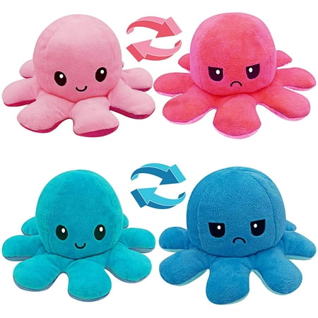 2 Pack Reversible Octopus Plush Soft and Cute Mood Octopus Plushie ...
