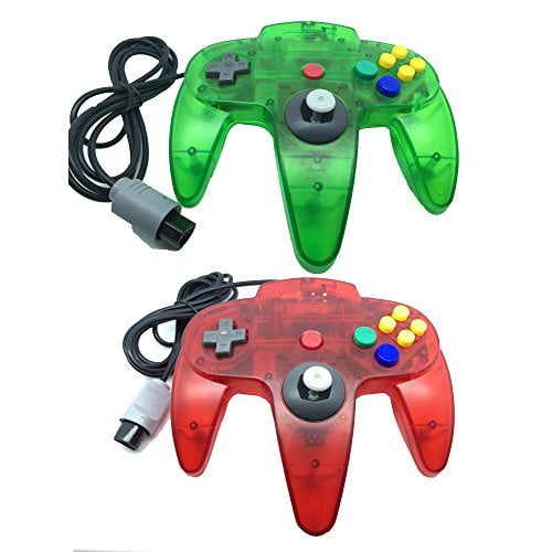 Lot Of 2 Classic Retro Wired Controllers For N64 Clear Red And Clear ...