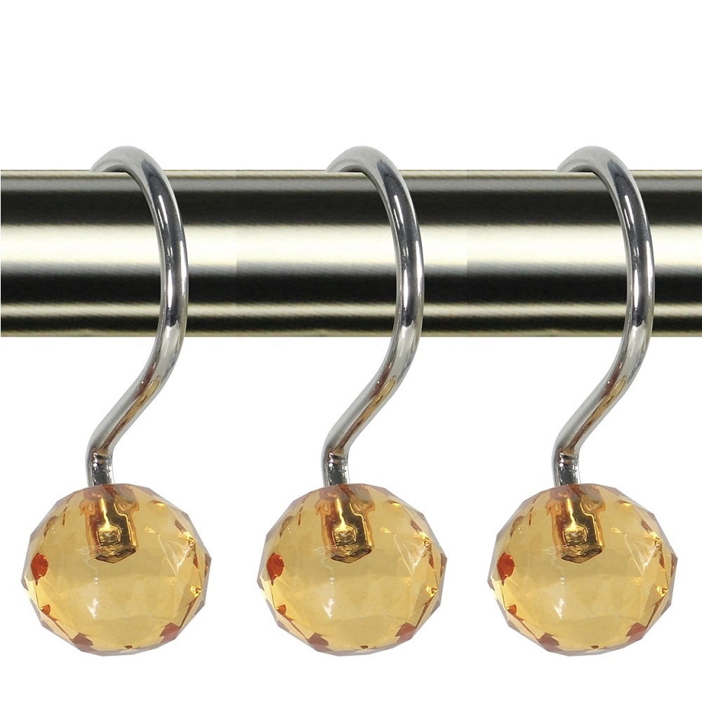 12 Pieces Shower Hooks Round Crystal Ball - Walmart.com